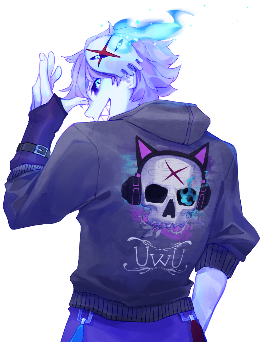 UwU Senpai ^-^ Mineral-Wash Skull Hoodie – Nux Taku